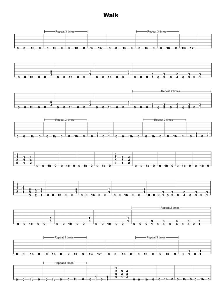 Walk Guitar Tab by Pantera - Verified Tabs