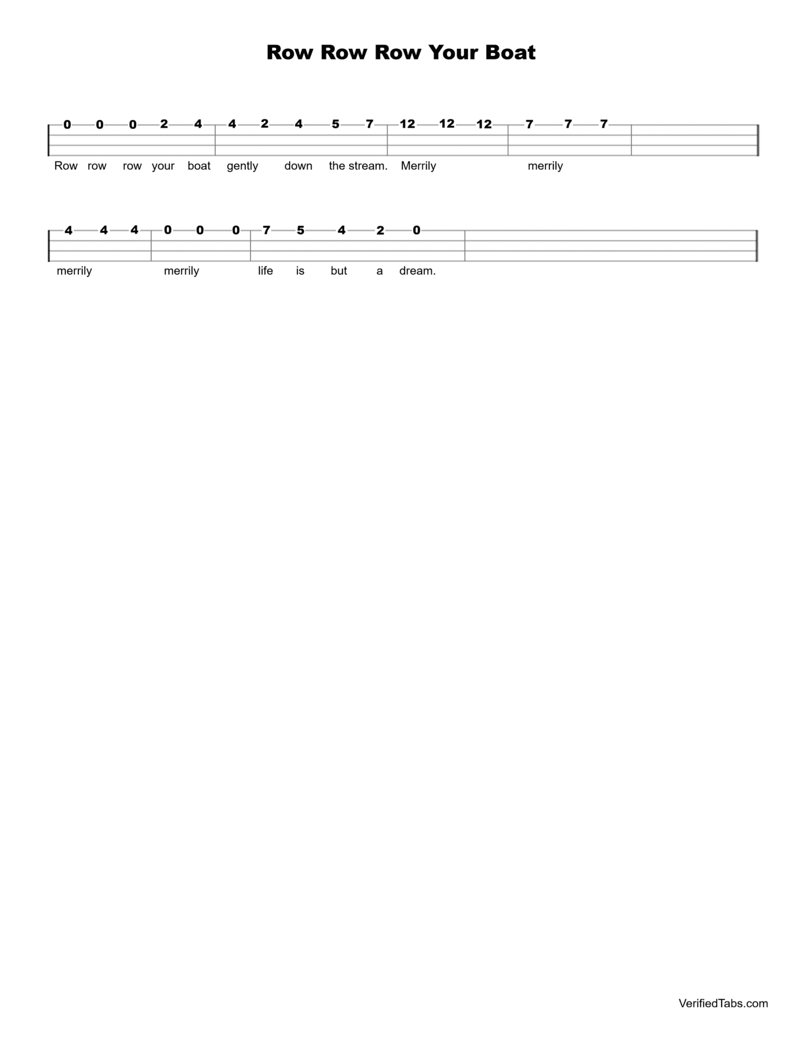 Row Row Row Your Boat Ukulele Tab - Verified Tabs