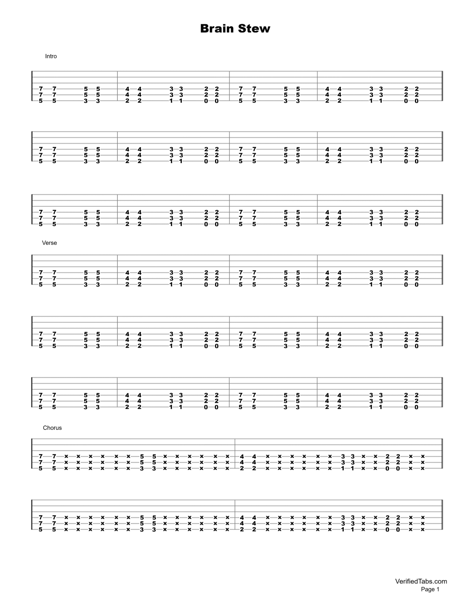 Brain Stew Guitar Tab - Verified Tabs