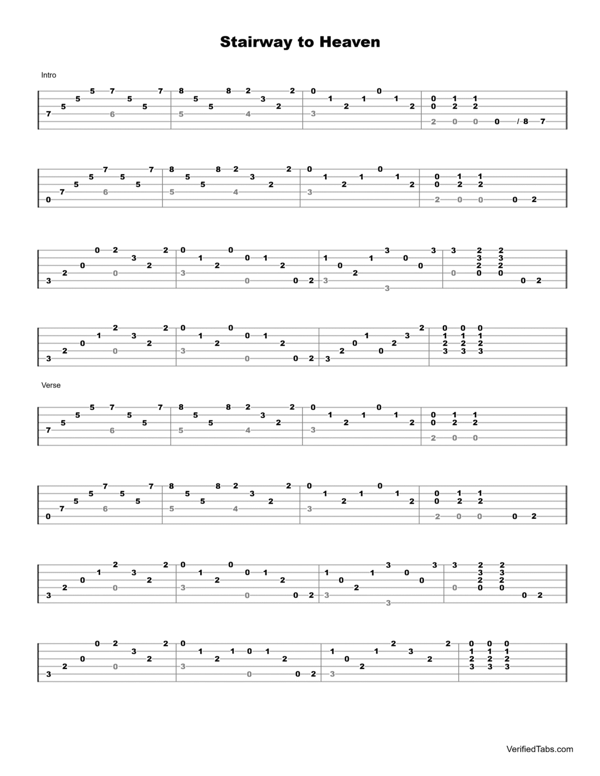 Stairway to Heaven Guitar Tab - Verified Tabs