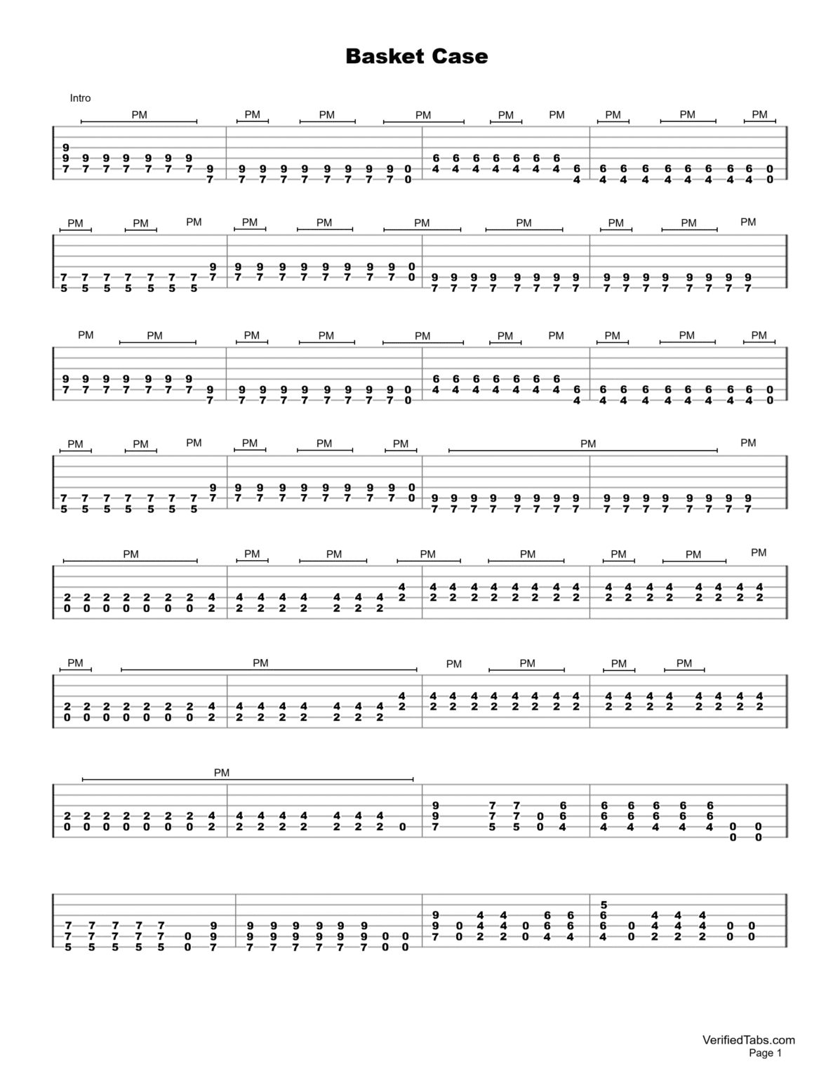 Basket Case Guitar Tab - Verified Tabs