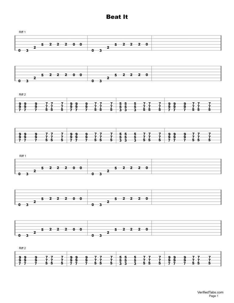 Beat It Guitar Tab - Verified Tabs