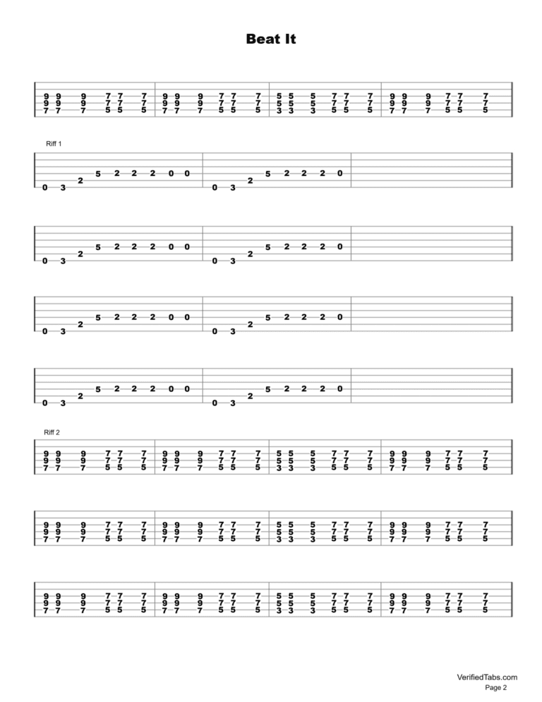 Beat It Guitar Tab - Verified Tabs