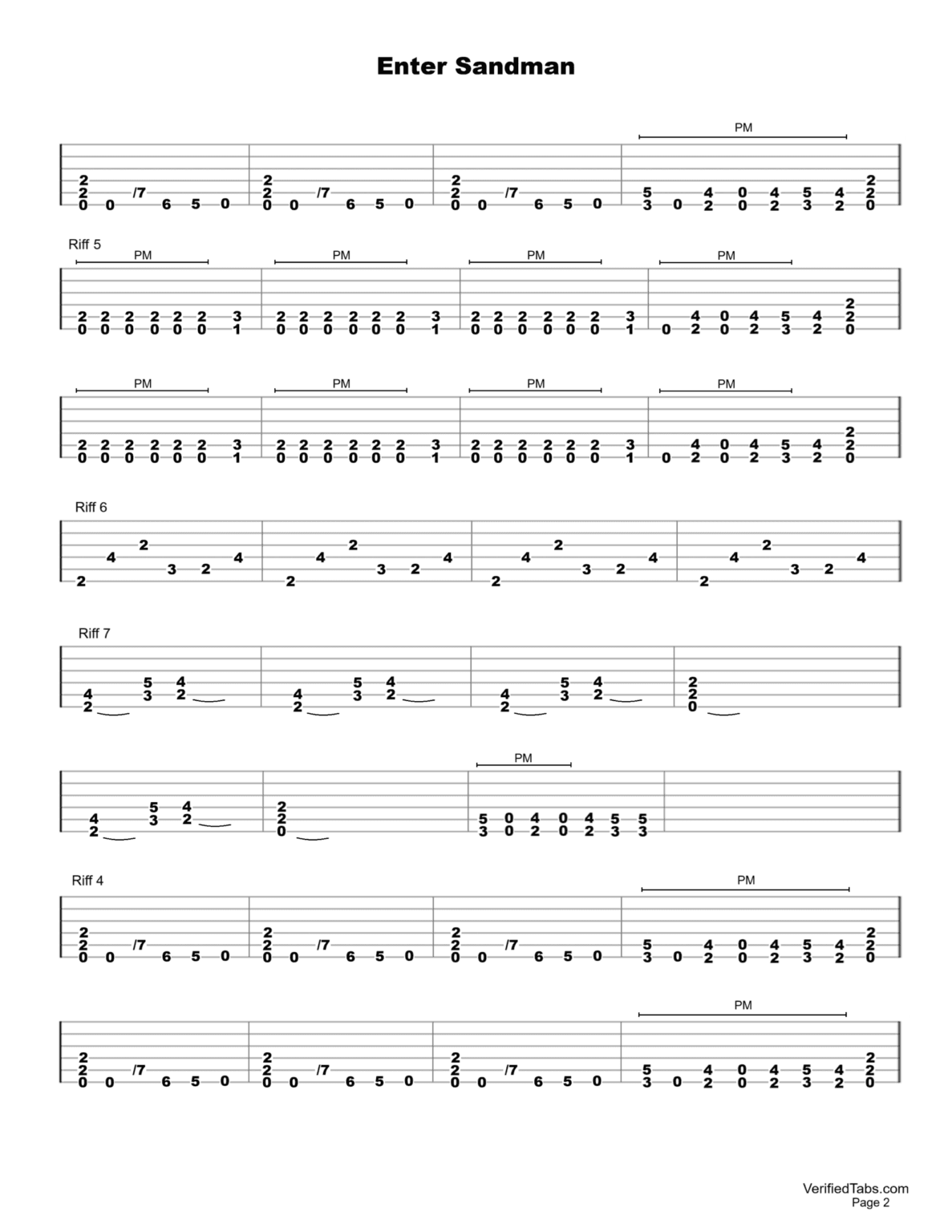 Enter Sandman Guitar Tab - Verified Tabs