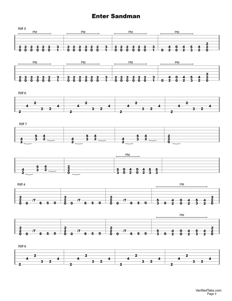 Enter Sandman Guitar Tab - Verified Tabs