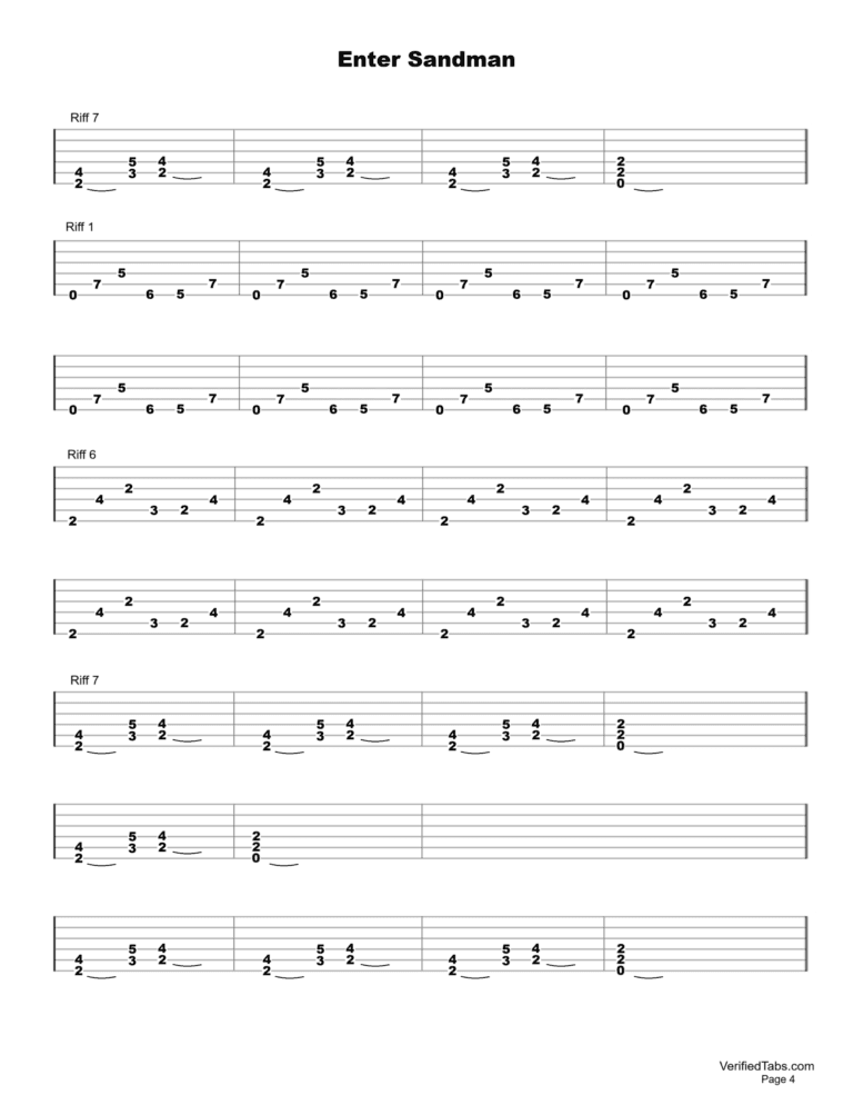 Enter Sandman Guitar Tab - Verified Tabs