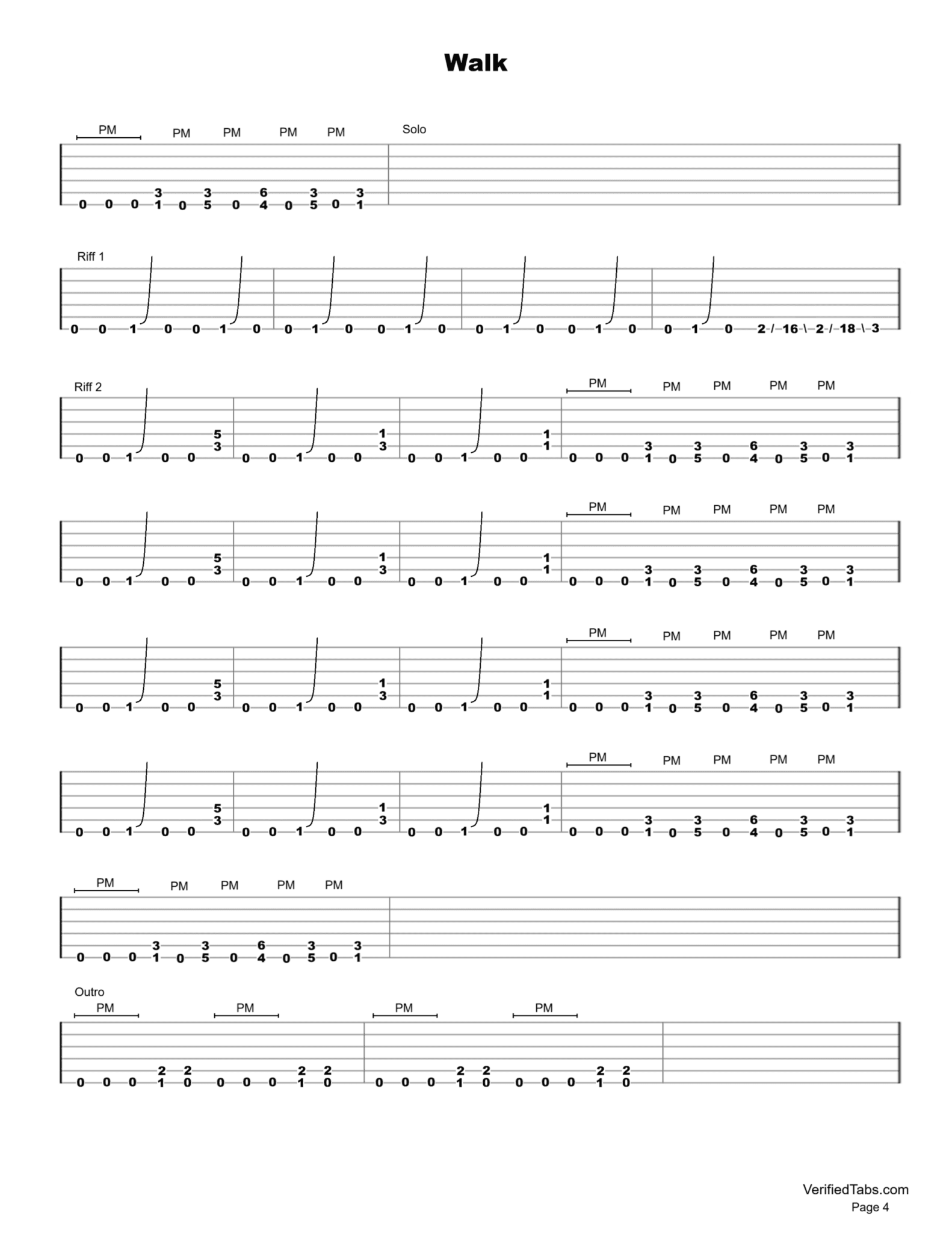 Walk Guitar Tab - Verified Tabs