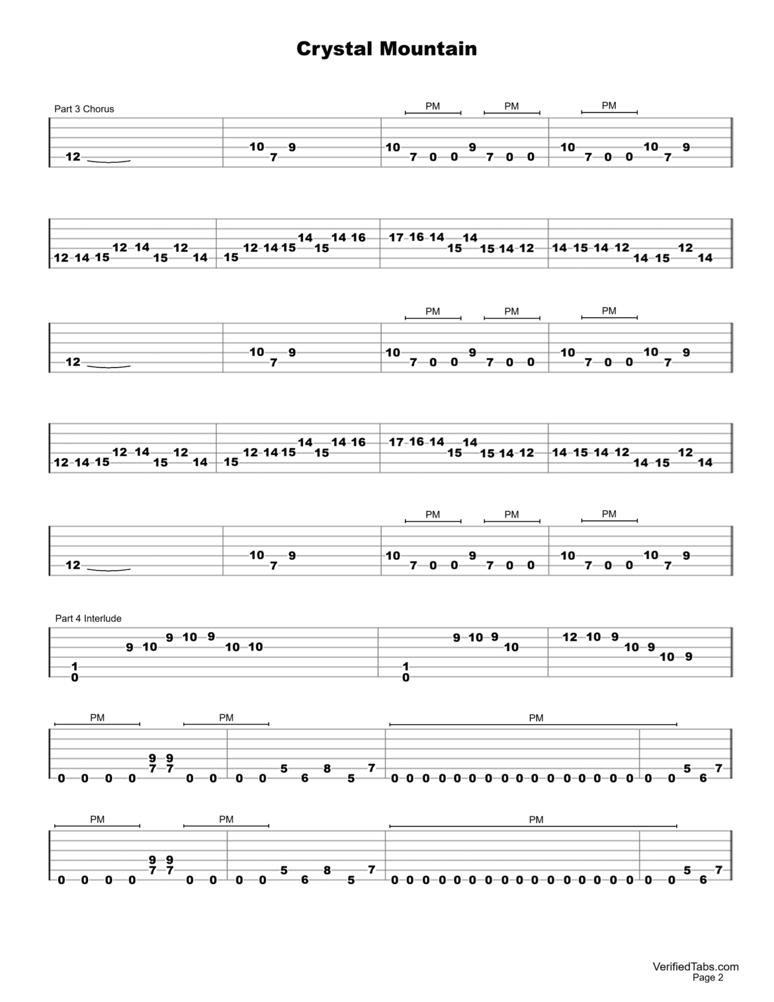Crystal Mountain Guitar Tab - Verified Tabs